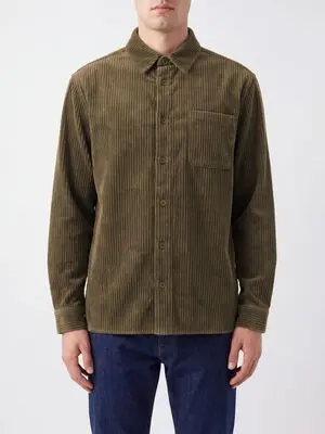 A.p.c. Short Corduroy Shirt Jacket With Patch Pockets Beige
