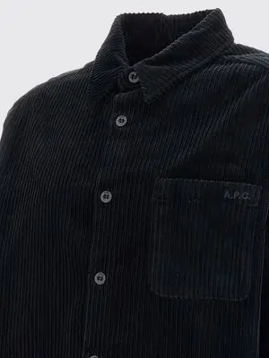 A.p.c. Short Corduroy Shirt Jacket With Patch Pockets - Black