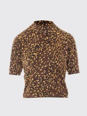 TWINSET Animal Print Slim Fit Short-sleeve Mock Neck Jumper
