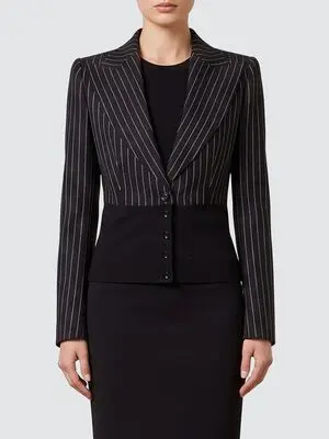 Dolce & Gabbana Slim Fit Pinstriped Wool Single-breasted Blazer With Peak Lapels