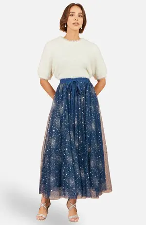 YUMI Star Sparkle Tulle Maxi Skirt