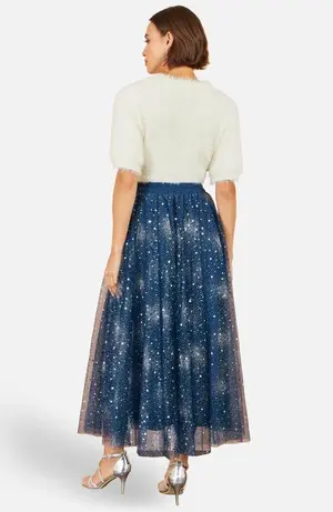 YUMI Star Sparkle Tulle Maxi Skirt