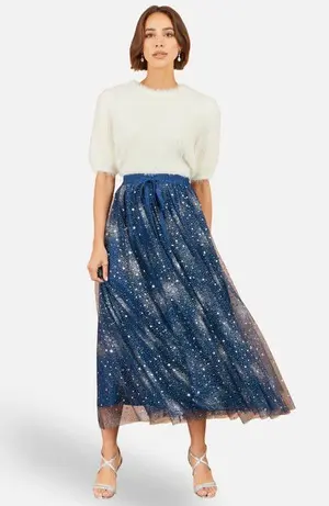 YUMI Star Sparkle Tulle Maxi Skirt