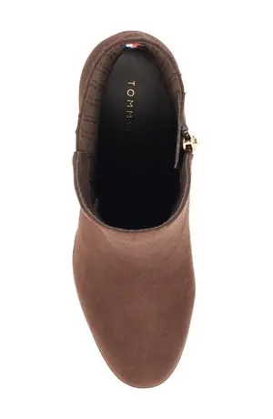 Tommy Hilfiger Dannie Block Heel Ankle Bootie - Dark Brown