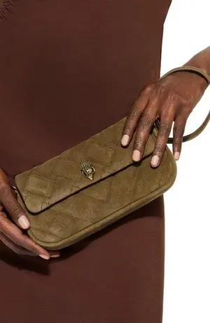 Kurt Geiger Pickle Quilted Suede Shoulder Bag