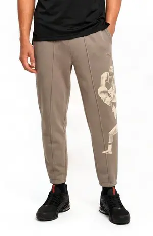 PUMA Memory Lane Cotton Blend Sweatpants Mouse Gray