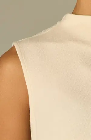 Wit & Wisdom Mock Neck Sleeveless Ribbed Knit Top
