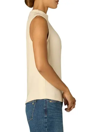 Wit & Wisdom Mock Neck Sleeveless Ribbed Knit Top