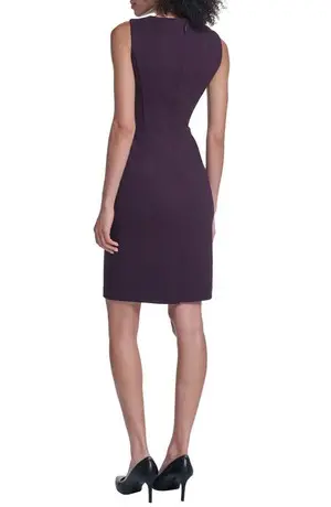 Karl Lagerfeld Paris Bow Scuba Sheath Dress - Fig/black