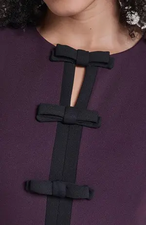 Karl Lagerfeld Paris Bow Scuba Sheath Dress - Fig/black
