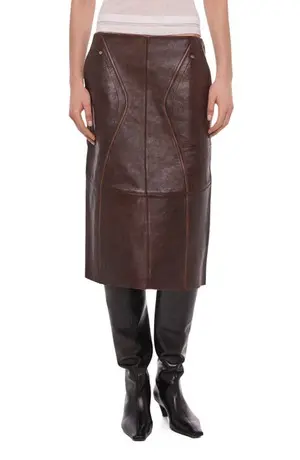Helmut Lang Leather Midi Skirt