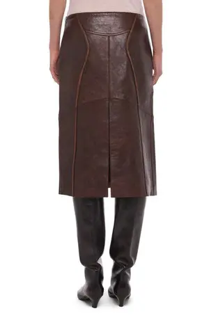 Helmut Lang Leather Midi Skirt