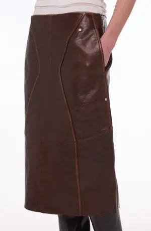 Helmut Lang Leather Midi Skirt