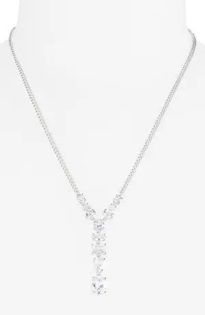 Nordstrom Mixed Crystal Y-necklace - Clear- Silver