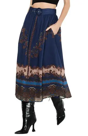 CIEBON Jaxine Belted Midi Skirt