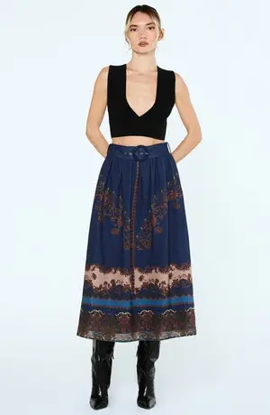 CIEBON Jaxine Belted Midi Skirt