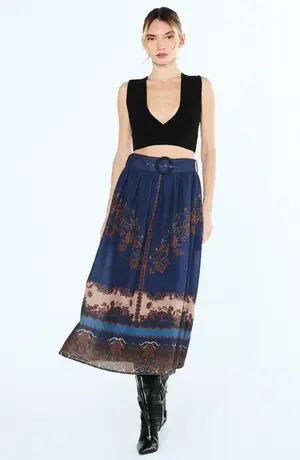 CIEBON Jaxine Belted Midi Skirt