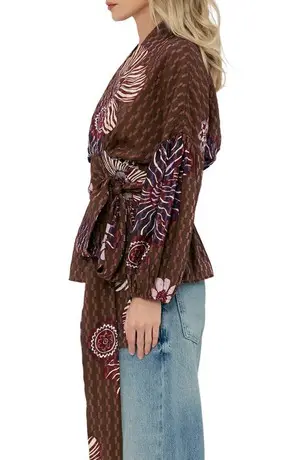 CIEBON Opal Floral Balloon Sleeve Wrap Top