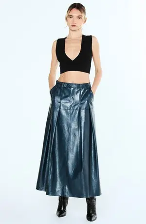 CIEBON Felicia Faux Leather Midi Skirt