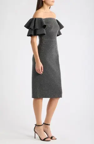 Eliza J Off-the-shoulder Metallic Cocktail Dress