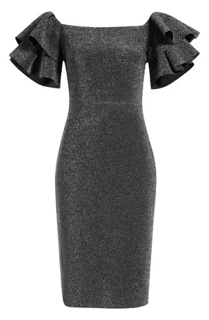 Eliza J Off-the-shoulder Metallic Cocktail Dress