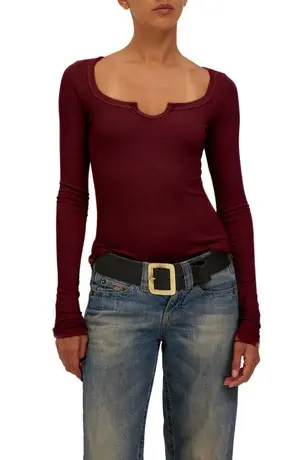 PROJECT SOCIAL T Ribbed T-shirt - Dark Cherry