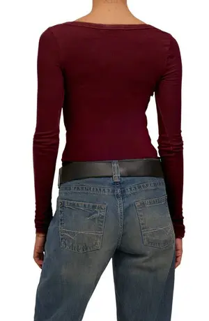 PROJECT SOCIAL T Ribbed T-shirt - Dark Cherry