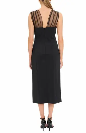 Maggy London Sleeveless Deep V-neck Cocktail Dress With Rhinestone Embellishment