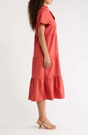 SUGARLIPS Puff Sleeve Tiered Dress