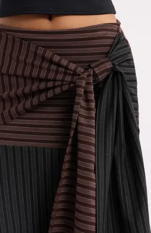 FENERS Promesa Pinstripe Flared Midi Skirt
