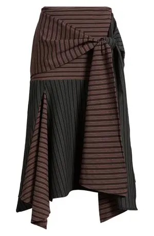 FENERS Promesa Pinstripe Flared Midi Skirt