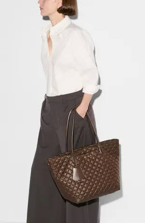 Mz Wallace Medium Daily Quilted Nylon Tote - Walnut