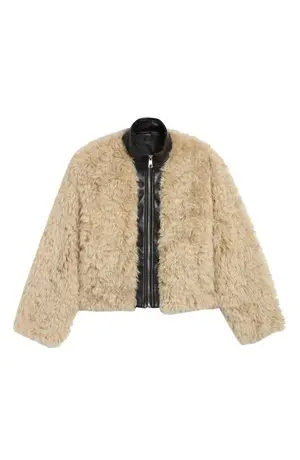 Apparis Lillet Pluche™ Bomber Jacket With Faux Leather Bib