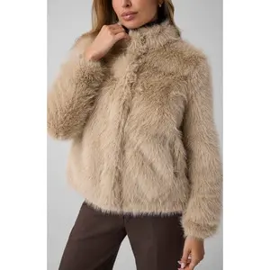 Guess Faux Fur Jacket - Cemento