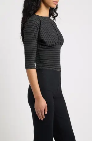 FENERS Name Promesa Pinstripe Ruched Top - Gris