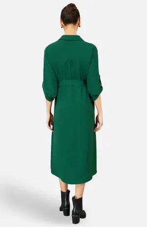 YUMI Stretch Midi Shirt Dress