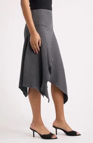 FENERS Name Ribbed Midi Skirt With Asymmetrical Handkerchief Hem