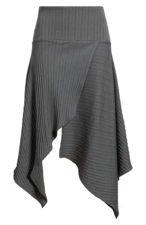 FENERS Name Ribbed Midi Skirt With Asymmetrical Handkerchief Hem
