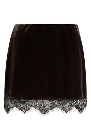 FENERS Velvet Mini Skirt With Lace Trim