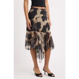 FENERS Mirada Print Mesh Midi Skirt - Leopard