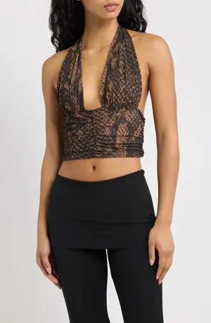 FENERS Festa Snakeskin Print Halter Top