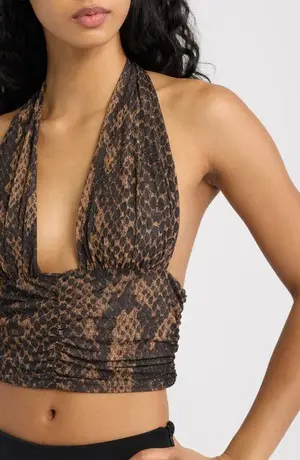FENERS Festa Snakeskin Print Halter Top