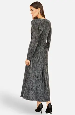 YUMI Metallic Twist Waist Maxi Dress