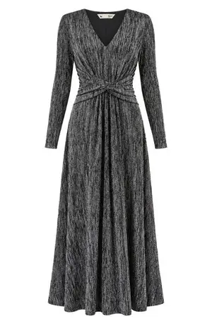 YUMI Metallic Twist Waist Maxi Dress