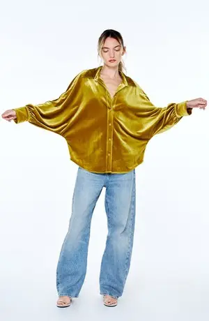 CIEBON Amira Oversized Stretch Velvet Shirt