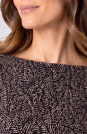 LIVERPOOL Print Knit Boat Neck Top