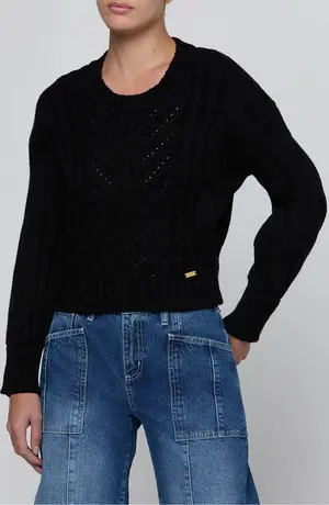 L'Agence Storm Boxy Cropped Cable Sweater