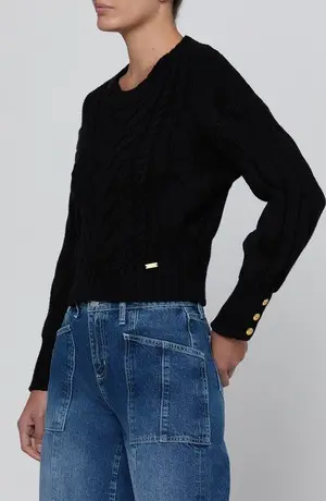 L'Agence Storm Boxy Cropped Cable Sweater
