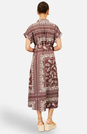 YUMI Paisley Print Midi Shirt Dress