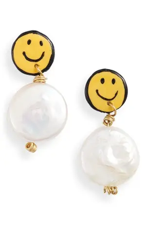 SUSAN ALEXANDRA Smiley Freshwater Pearl Drop Earrings